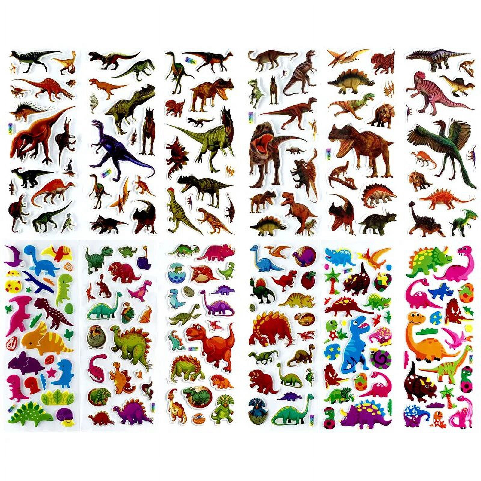 12 Sheets/Set 3D Dinosaur Stickers for Kids Toys Home Wall Decor ...
