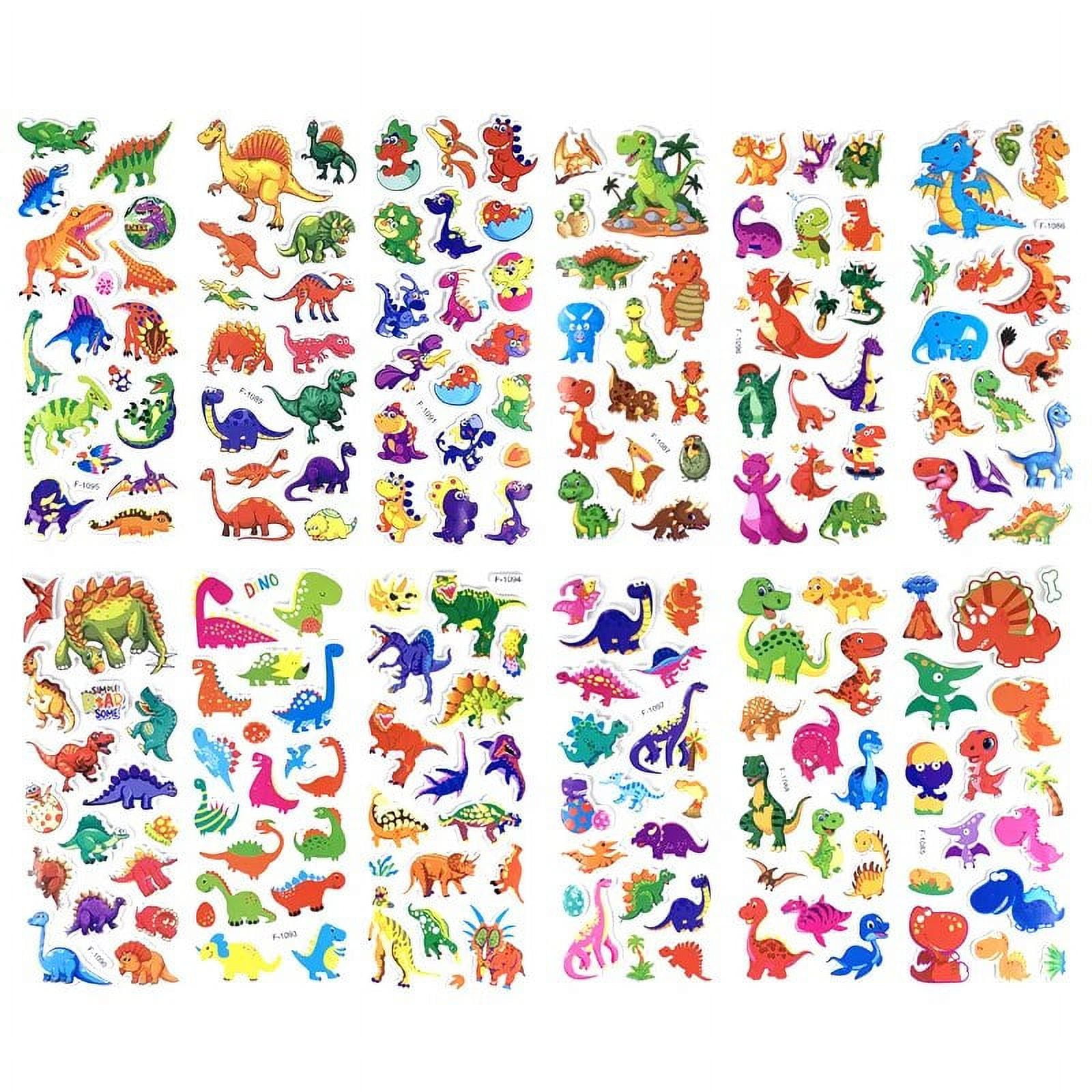12 Sheets/Set 3D Dinosaur Stickers for Kids Toys Home Wall Decor ...