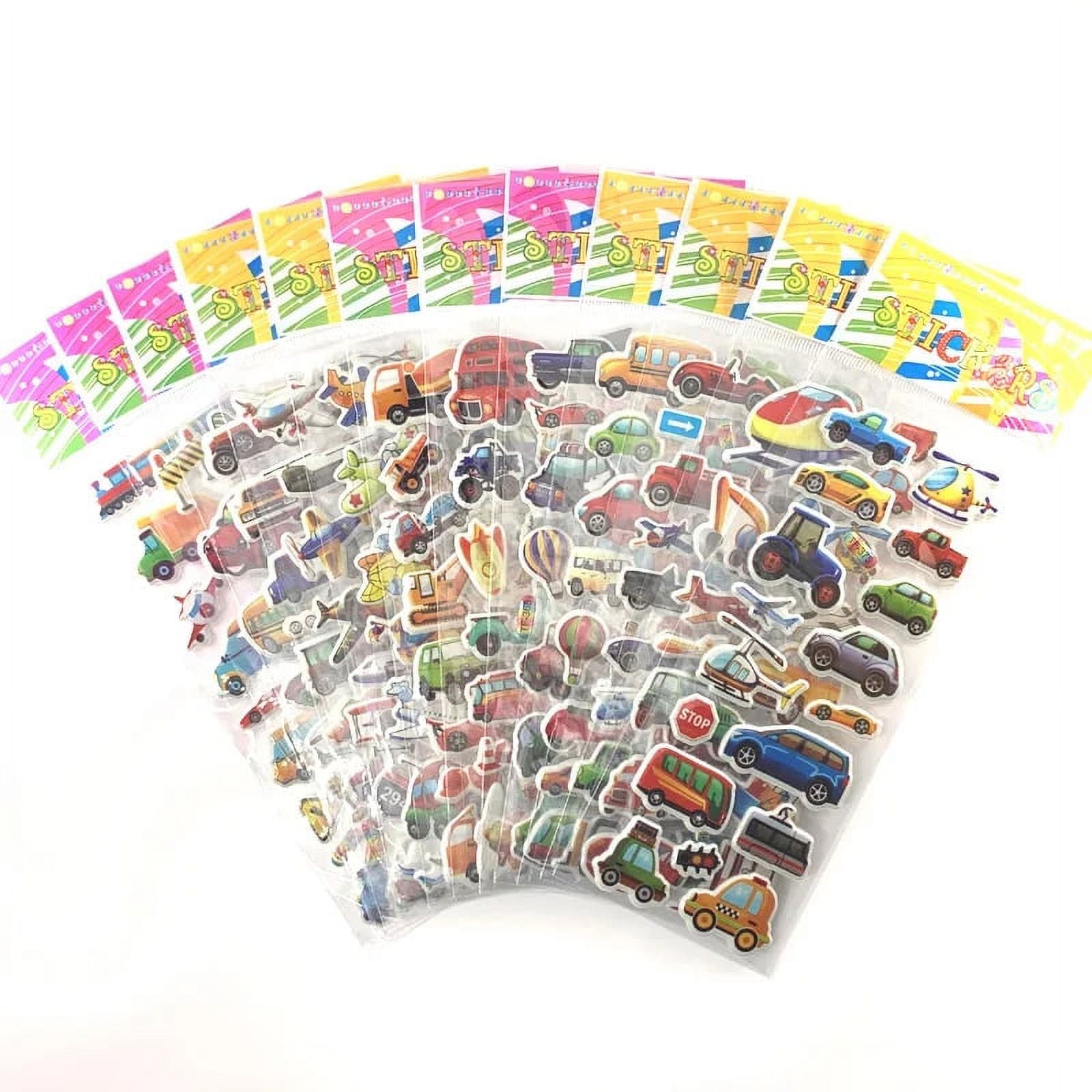 12 Sheets/Set Engineering Vehicle Excavator Cars Cartoon Bubble Sticker ...