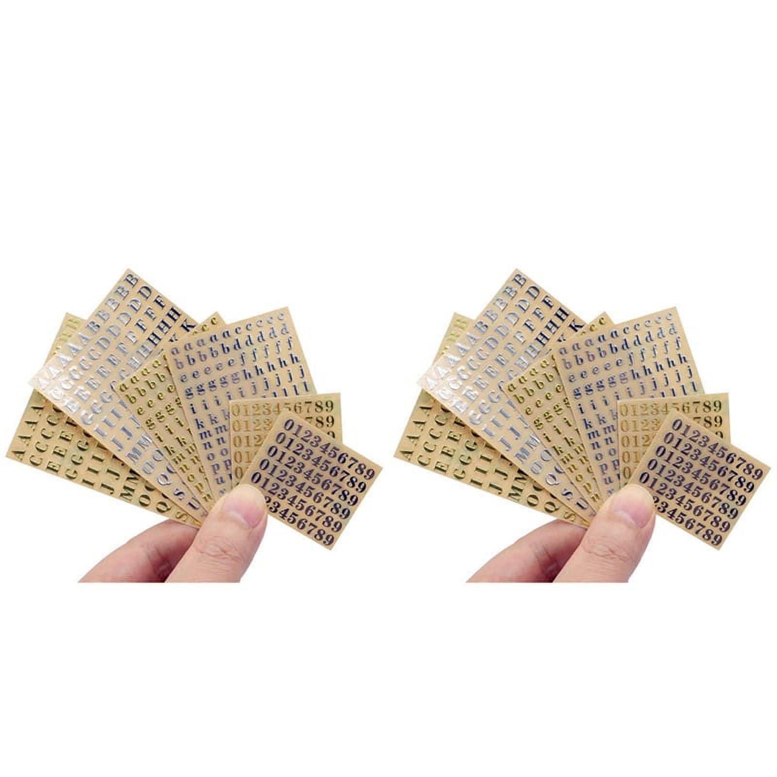 12 Sheets Small 0.18 Inch Alphabet Number Stickers Glitter Alloy Self ...