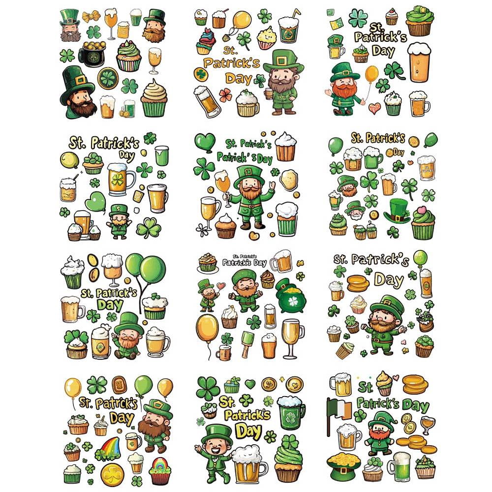 12 Sheets St. Patrick's Day Rub on Transfers for Crafts Four-Leaf Beer ...