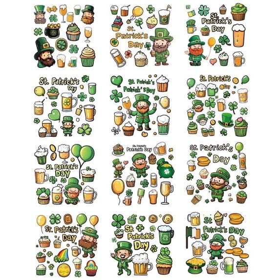 12 Sheets St. Patrick's Day Rub on Transfers for Crafts Four-Leaf Beer ...