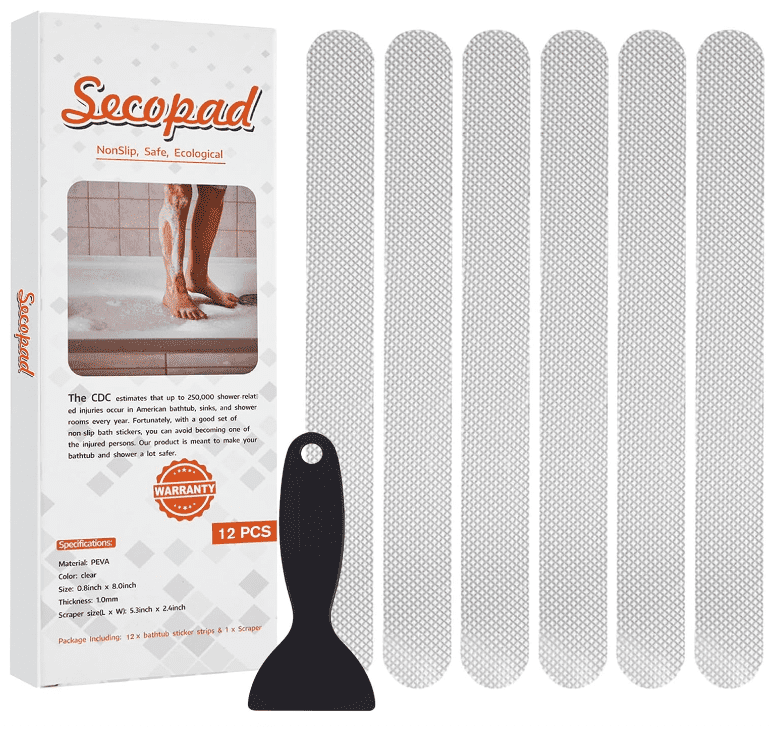 12 Sheets Straight Anti Slip Shower Stickers, Safety Bathtub Strips ...