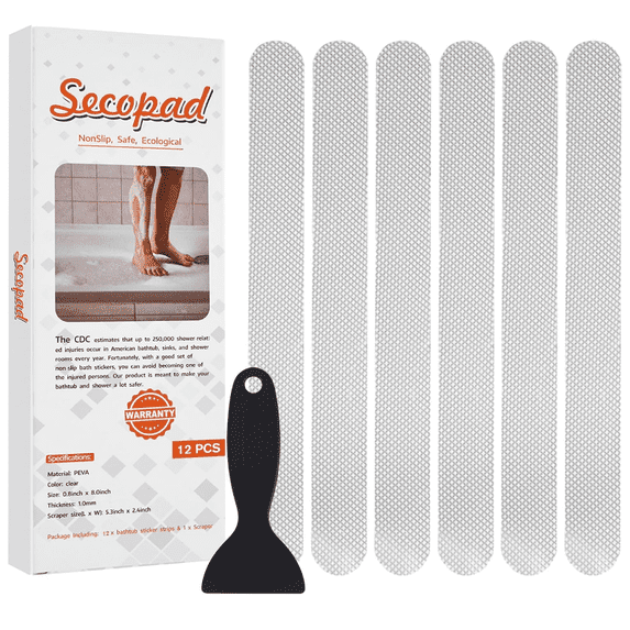 12 Sheets Straight Anti Slip Shower Stickers, Safety Bathtub Strips ...