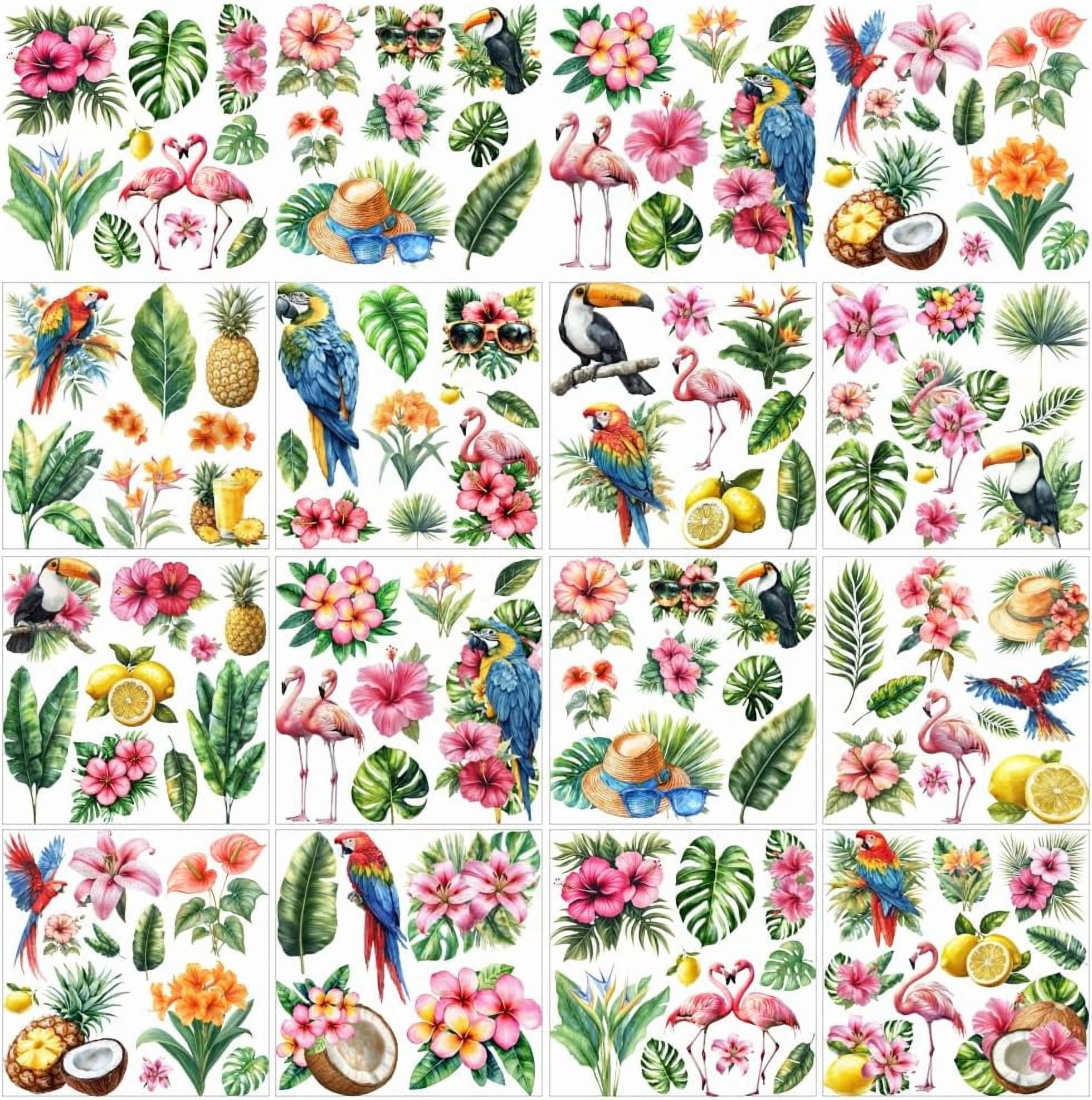 12 Sheets Summer Theme Rub on Transfers 12 Style Hawaiian Style Heat ...