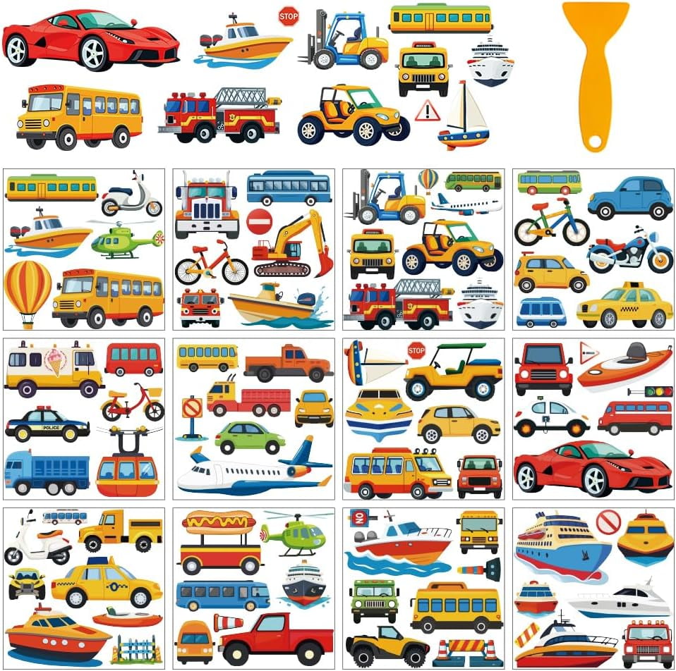 12 Sheets Transportation Theme Rub on Transfers for Crafts Big Fire ...