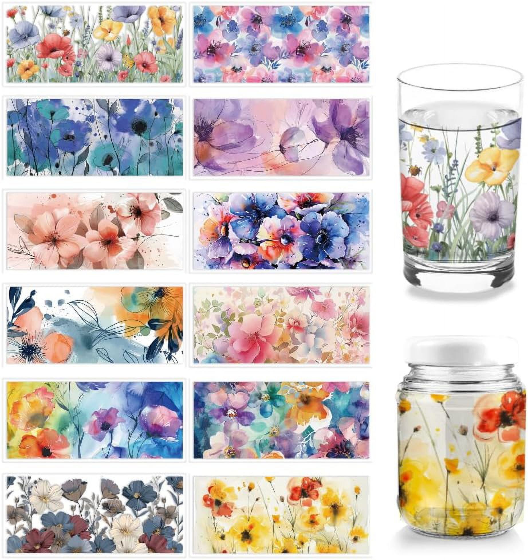 12 Sheets UV DTF Cup Wrap Transfer Stickers 12 Styles 9.45x4.33 Inchs ...