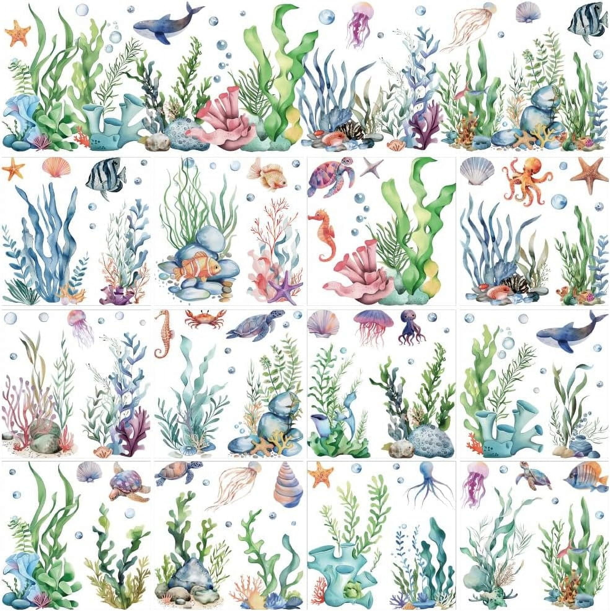 12 Sheets Underwater Scene Rub On Transfer Stickers Colorful Sea ...