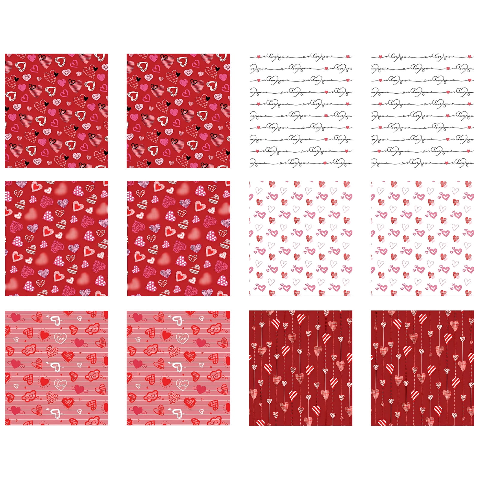 12 Sheets Valentine's Day Wrapping Paper, Valentines Red Black Gift ...