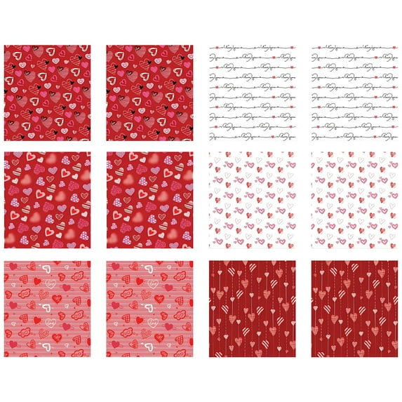 12 Sheets Valentine's Day Wrapping Paper, Valentines Red Black Gift ...