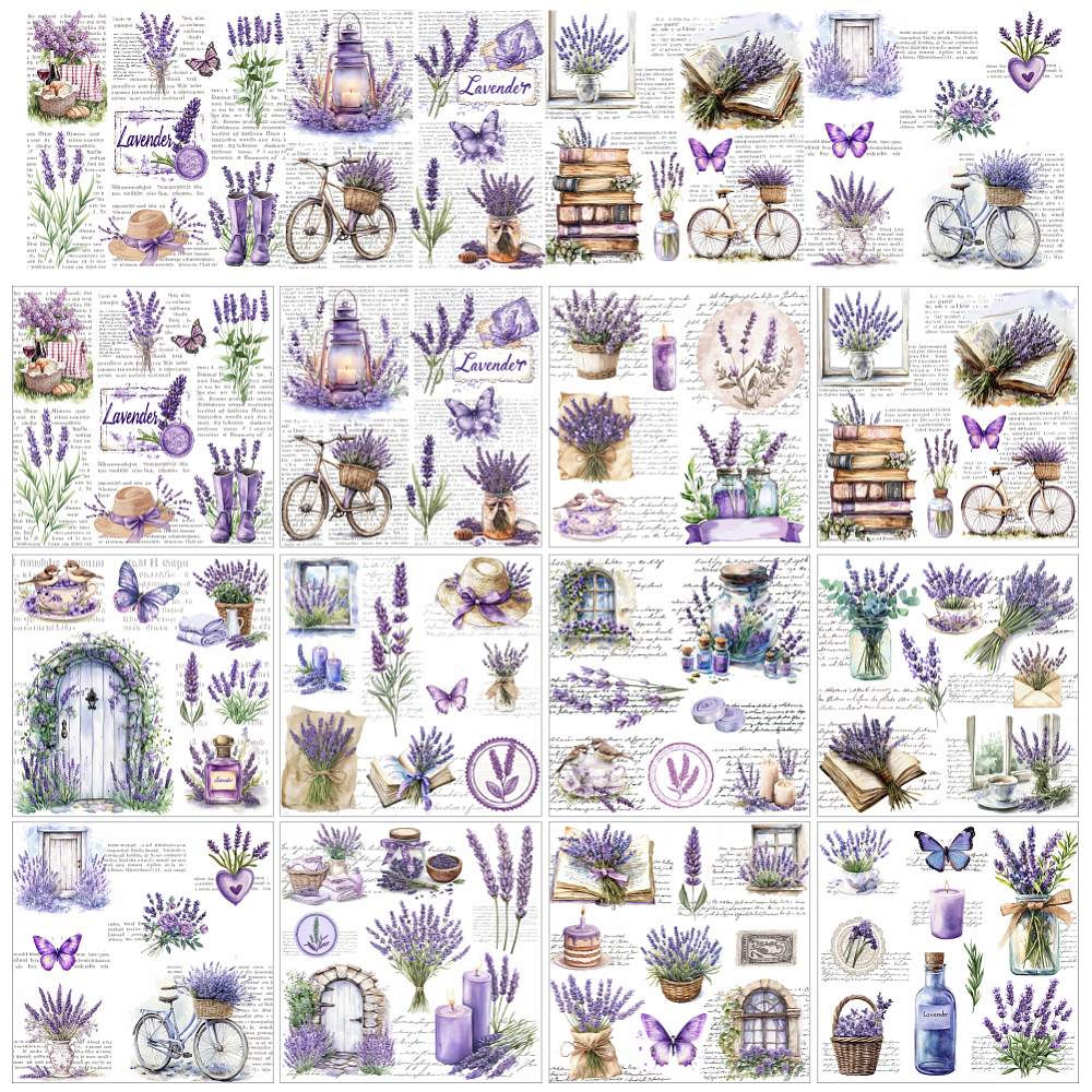 12 Sheets Vintage Lavender Rub on Transfers Purple Lavender Rub on ...