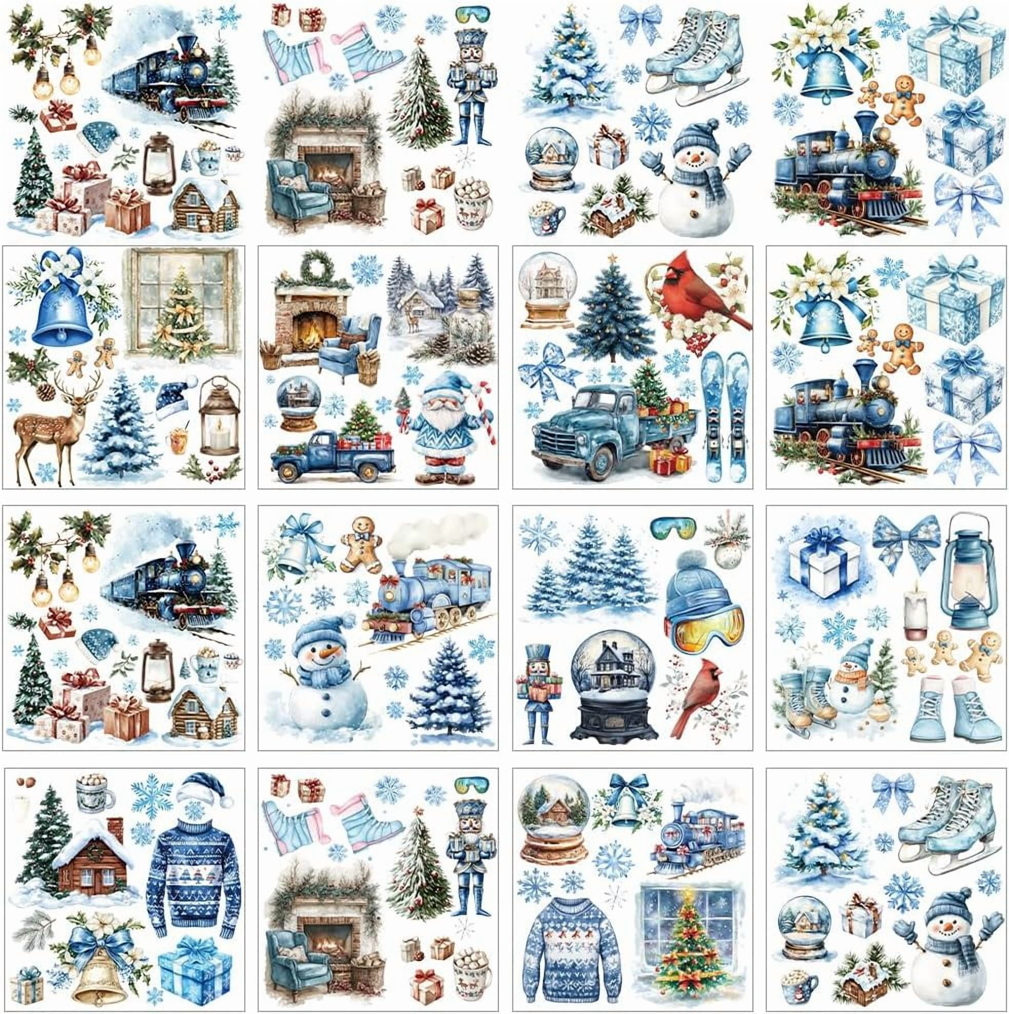 12 Sheets Winter Rub on Transfers for Crafts Snow Style Rub on Transfer ...