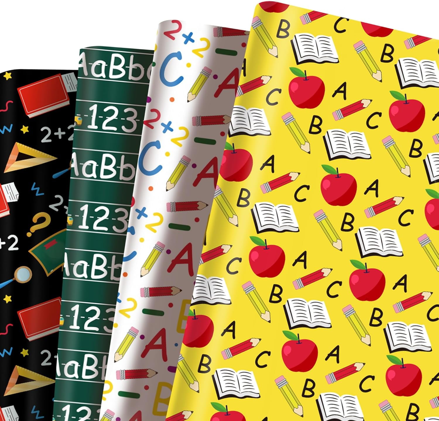 12 Sheets Wrapping Paper, 20x27in School Opening Gift Wrap Paper ABC ...