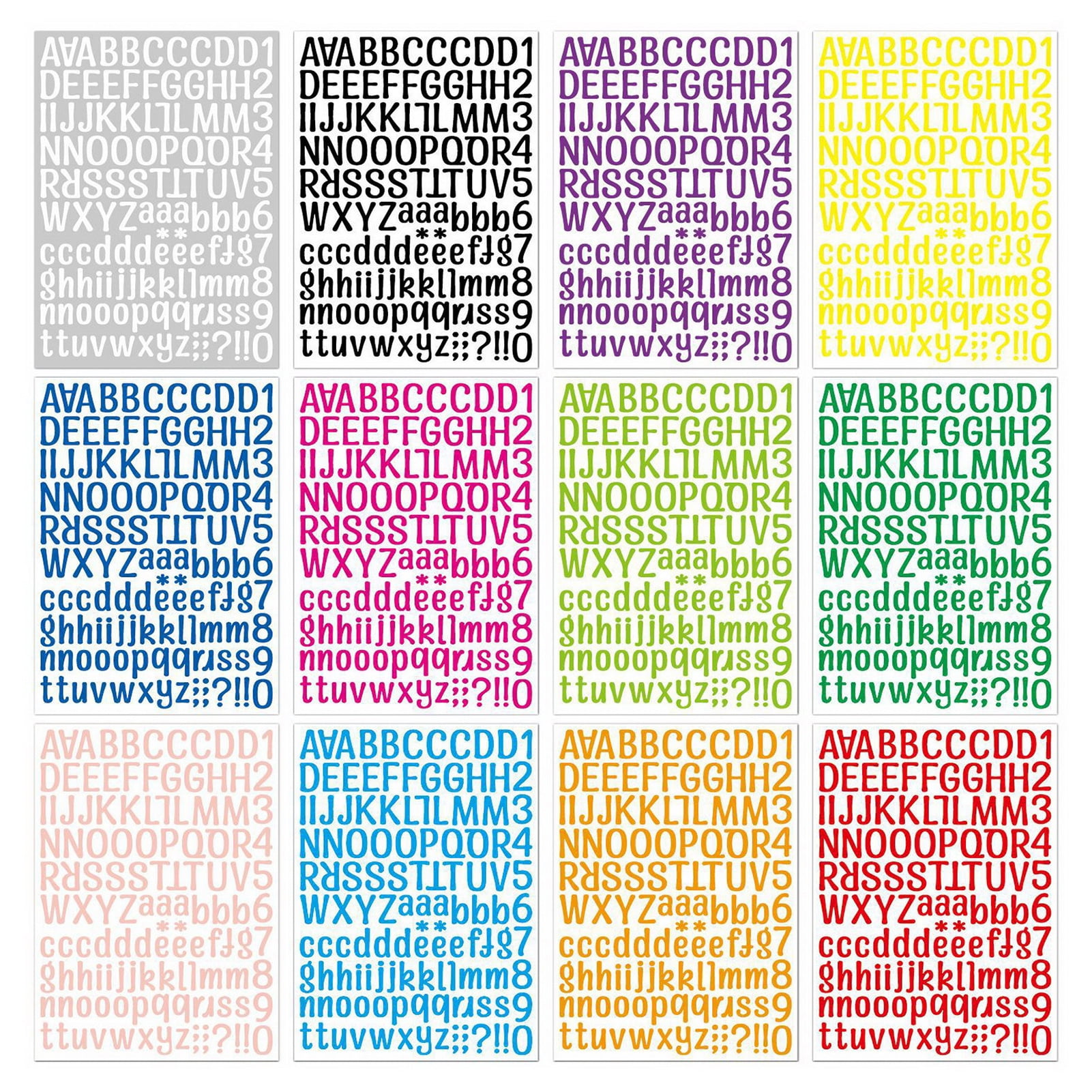 12 Sheets of 1-inch Alphabet Stickers- Removable, Strong Stickiness ...