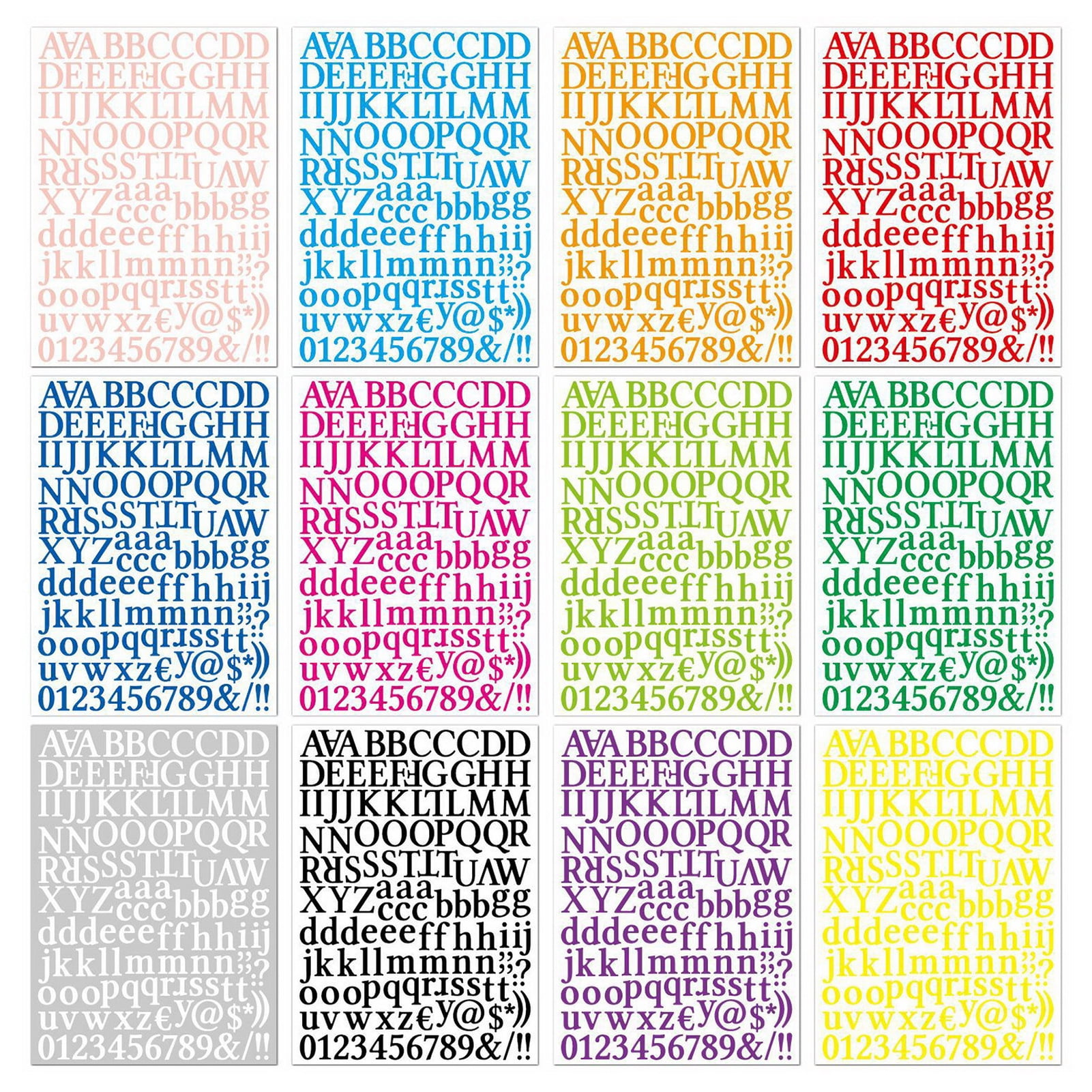 12 Sheets of 1-inch Alphabet Stickers- Removable, Strong Stickiness ...