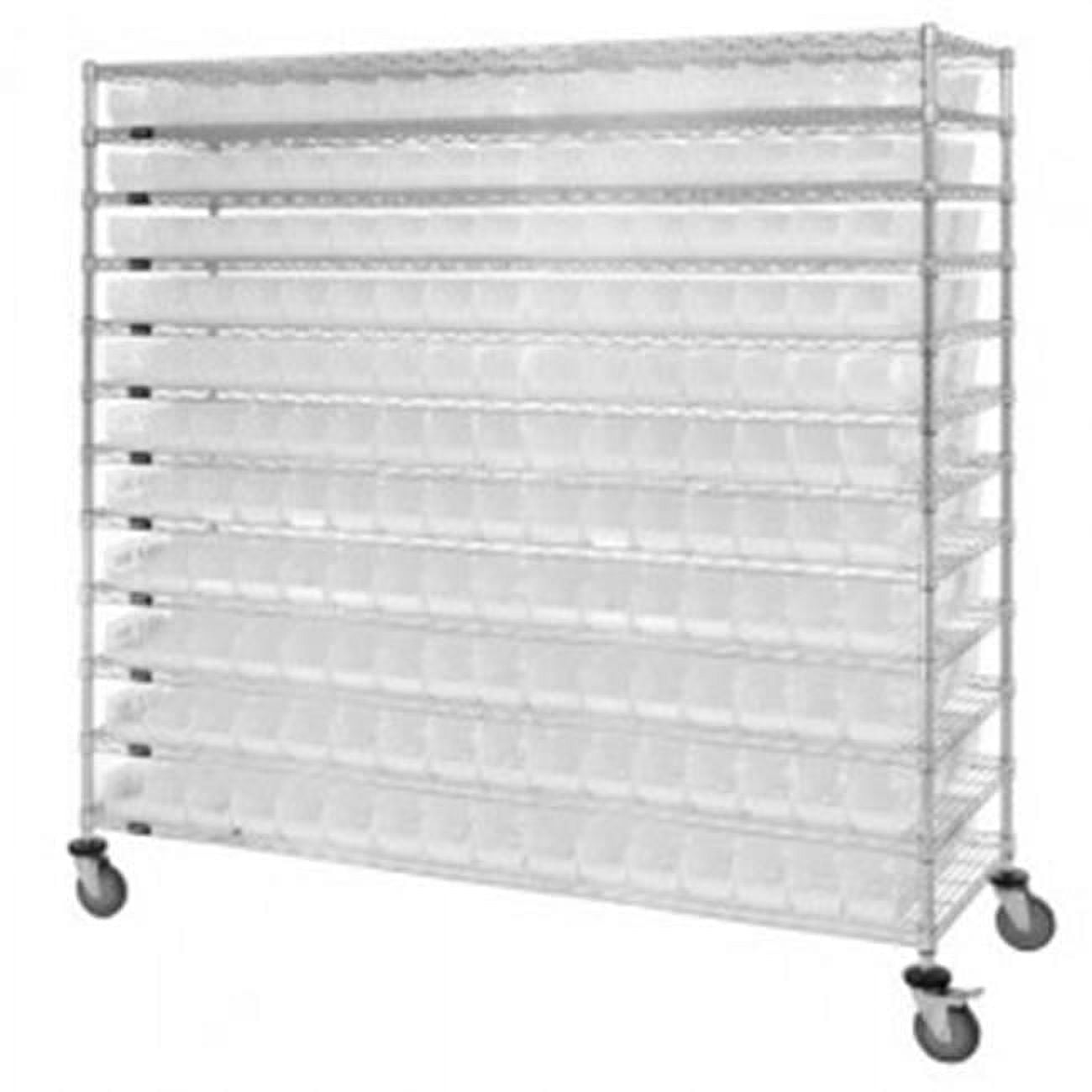 12- Shelf Clear Wire Shelving Unit with 140 Bins - 12 x 72 x 74 in ...