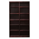 12 Shelf Double Wide Wood Bookcase, 84 inch Tall - Cherry Finish ...