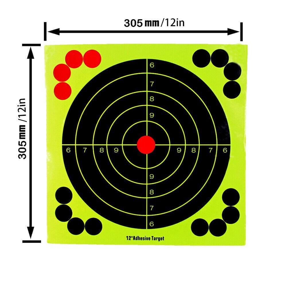 12" Shooting Targets Adhesive Splatter Paper Glow Gun Shots Rifle ...