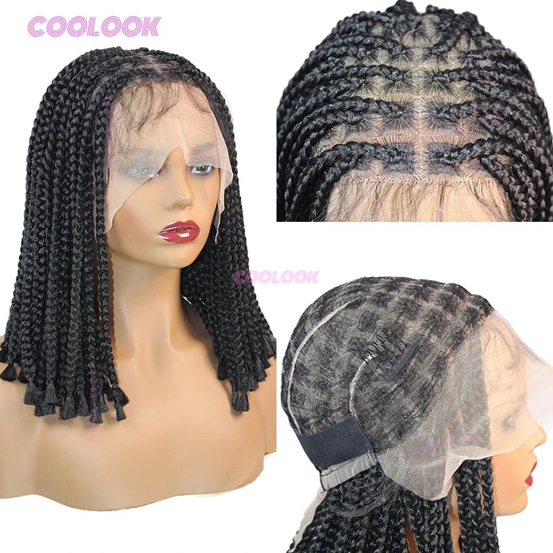 12" Short Boho Bob Wigs Synthetic Braided Wigs for Women, Box Braid ...