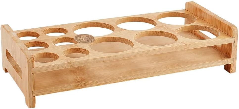 12 Shot Glass Tray Holder Bamboo Wooden Shot Rack Beer Wine Glasses ...