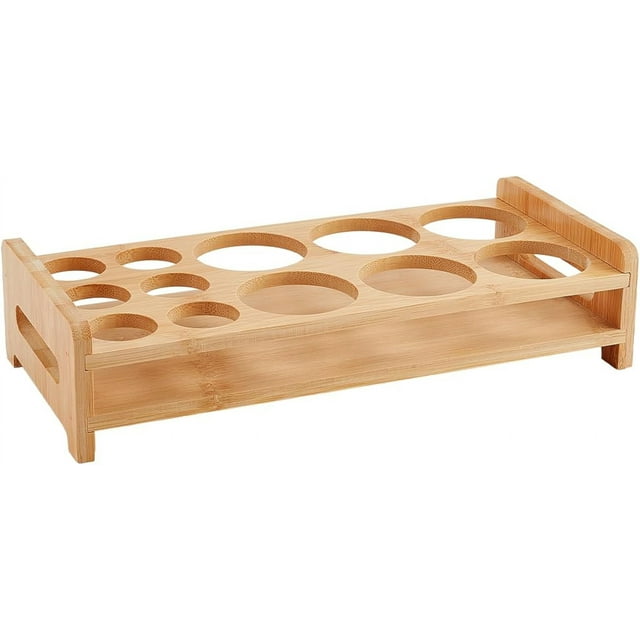 12 Shot Glass Tray Holder Bamboo Wooden Shot Rack Beer Wine Glasses