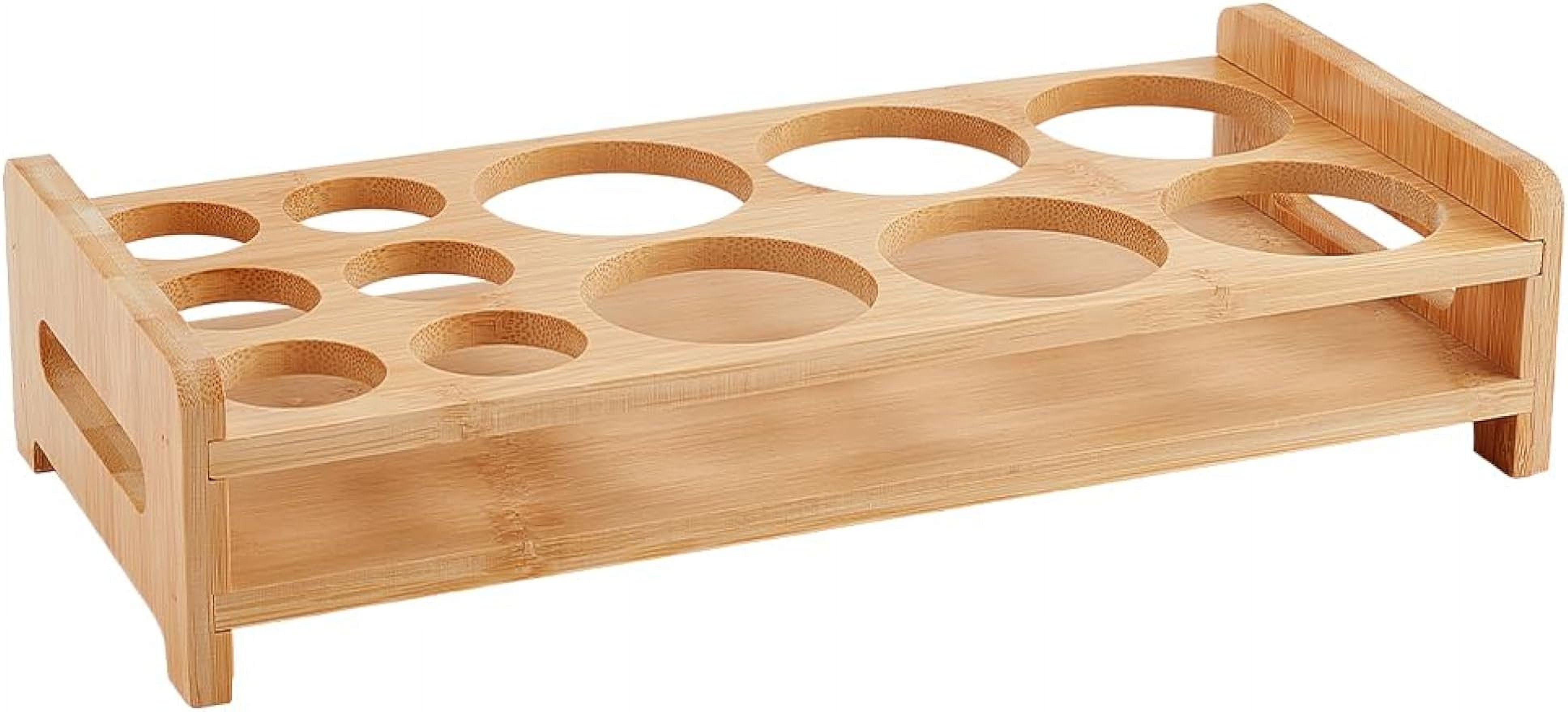 12 Shot Glass Tray Holder Bamboo Wooden Shot Rack Beer Wine Glasses ...