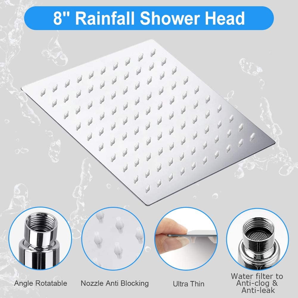 12'' Shower Head, High Pressure Rainfall Shower Head/Handheld Combo ...