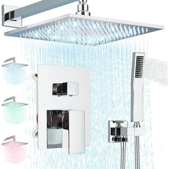 12 Shower with Brass Handheld Shower Shower System Luxury Shower ...