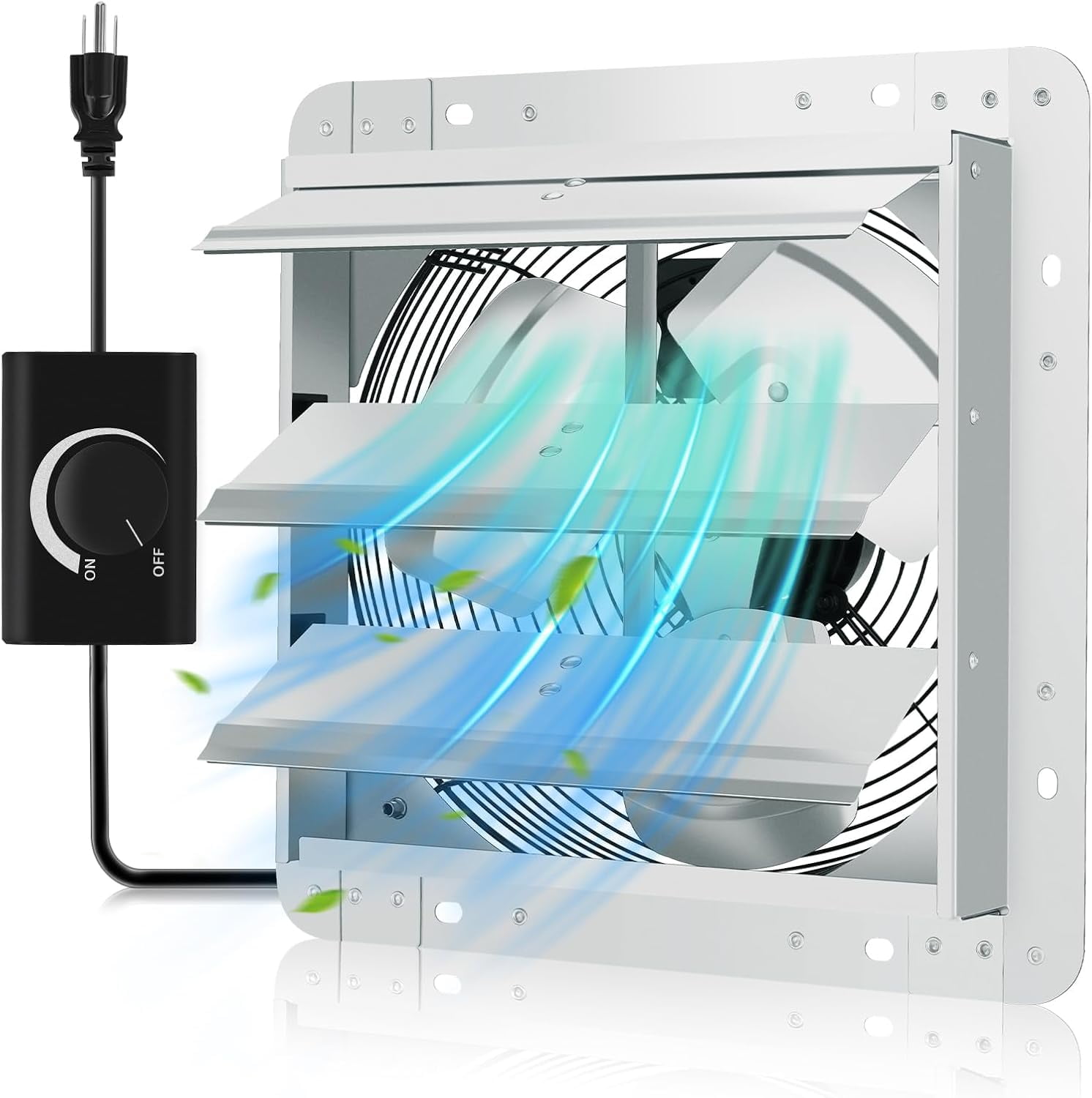 12" Shutter Exhaust Fan with Speed Controller, Wall Mounted Exhaust Fan ...