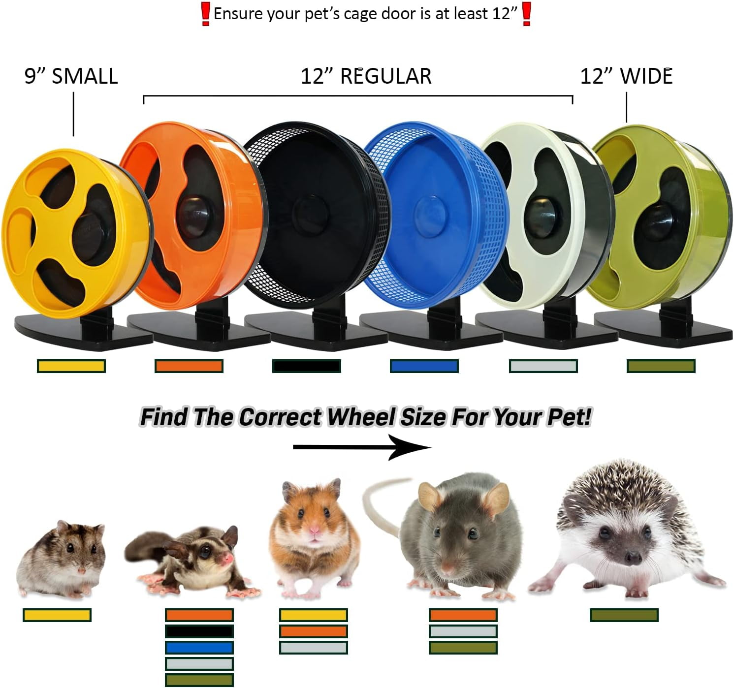 12" Silent Runner Wheel for Sugar Gliders, Hamsters & Rats - Quiet ...