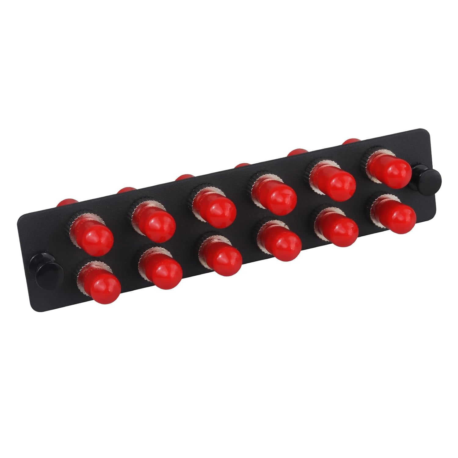 12 Simplex ST Fiber Patch Panel with Simplex Singlemode Red ST Adapters ...