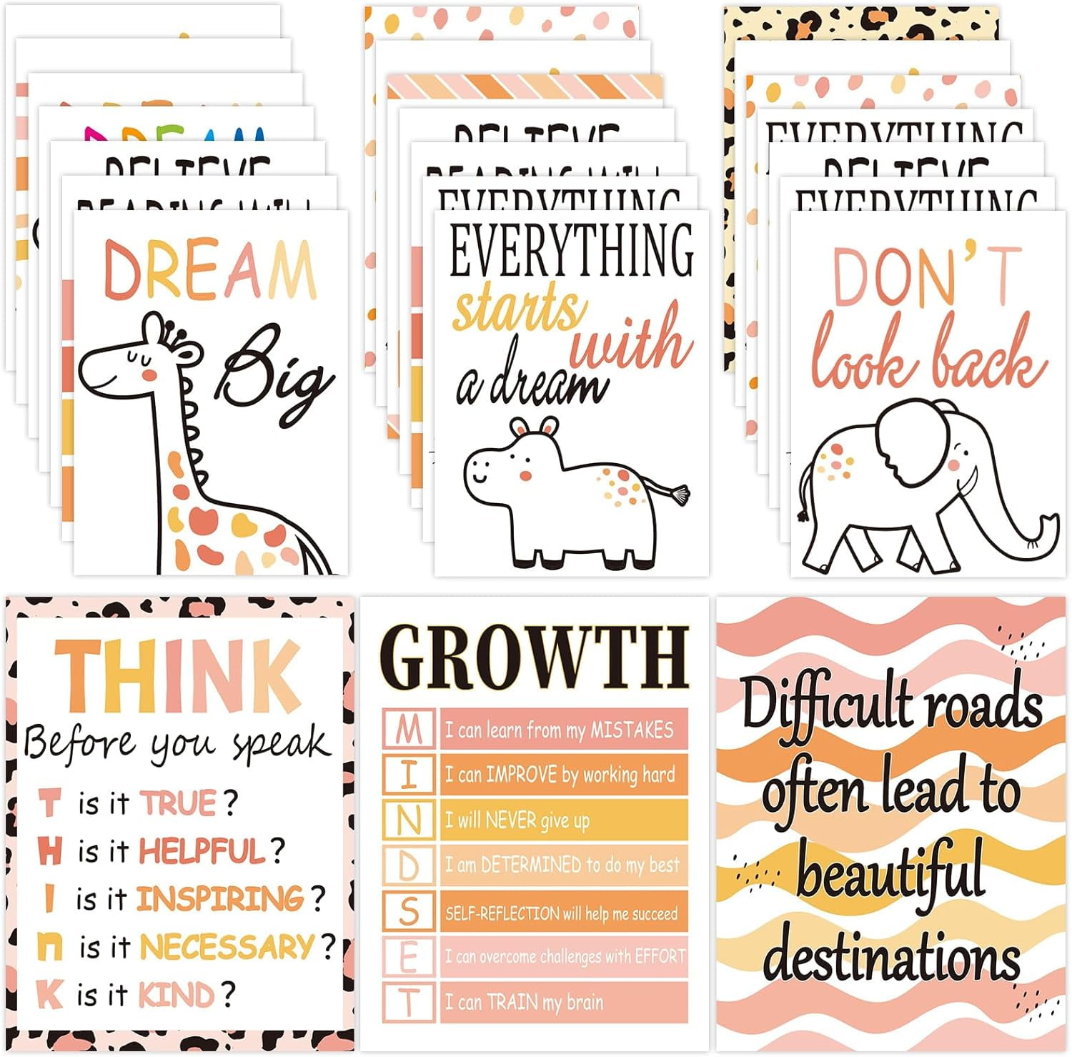 12 Simply Safari Inspirational Quotes Posters for Classroom Decor Signs ...