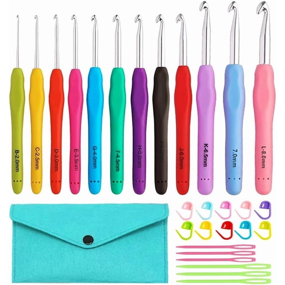 12 Size Crochet Hooks 2.0mm~8.0mm, Crochet Hooks Set with Case, Crochet ...