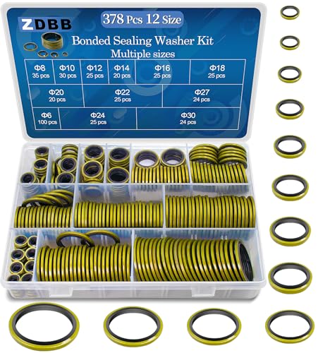 12 Sizes 378 Pcs Bonded Sealing Washer Kit,Automotive Self-Centred AC ...