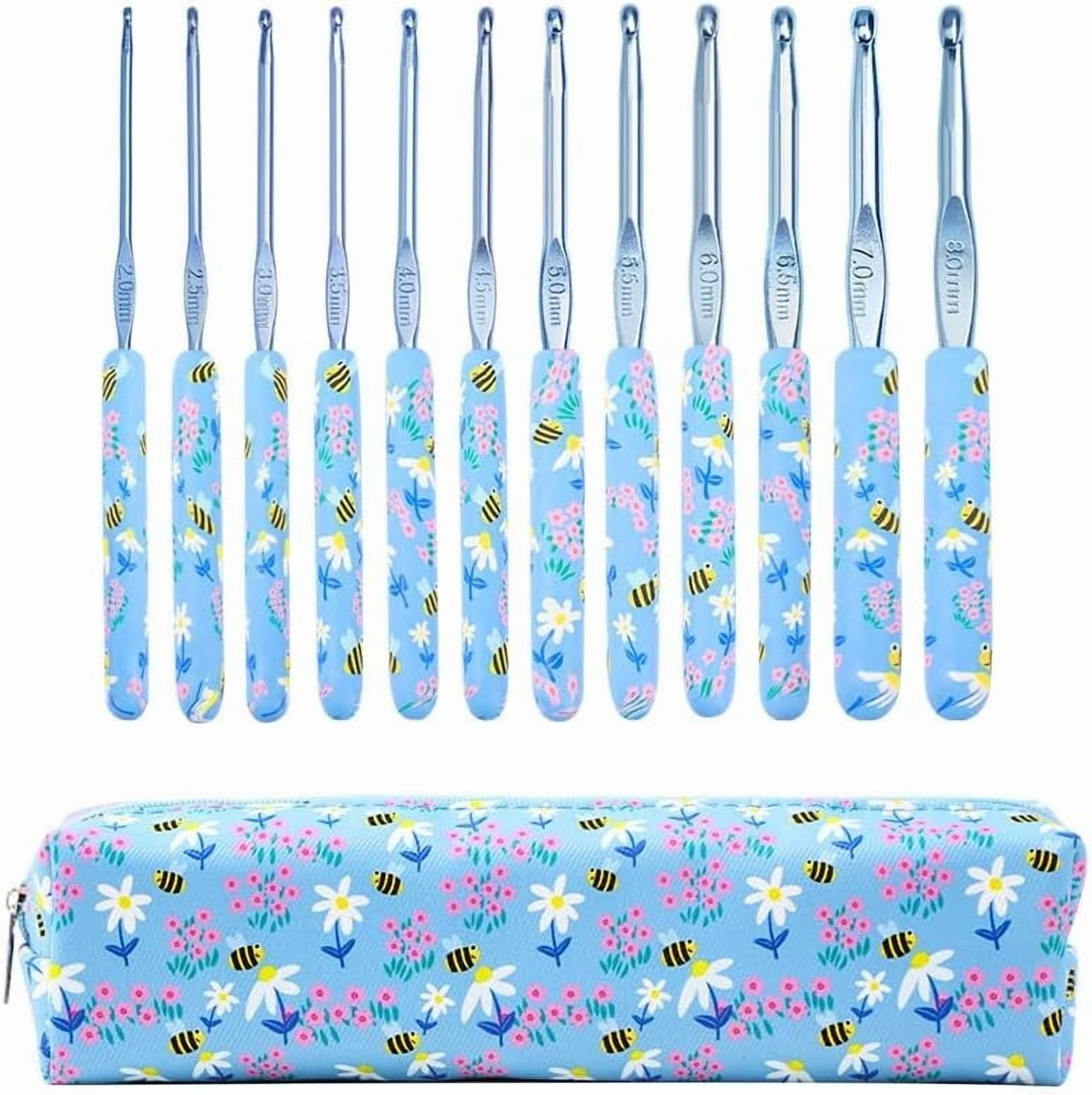12 Sizes Crochet Hooks,2.0mm-8.0mm Ergonomic Crochet Hook Set with Soft ...