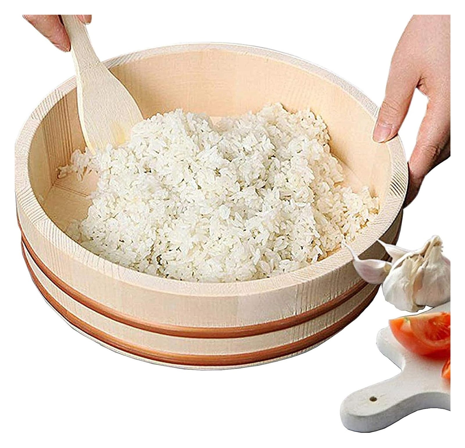 12 Sizes Japanese Wooden Hangiri Sushi Oke Rice Mixing Bowl Tub With ...