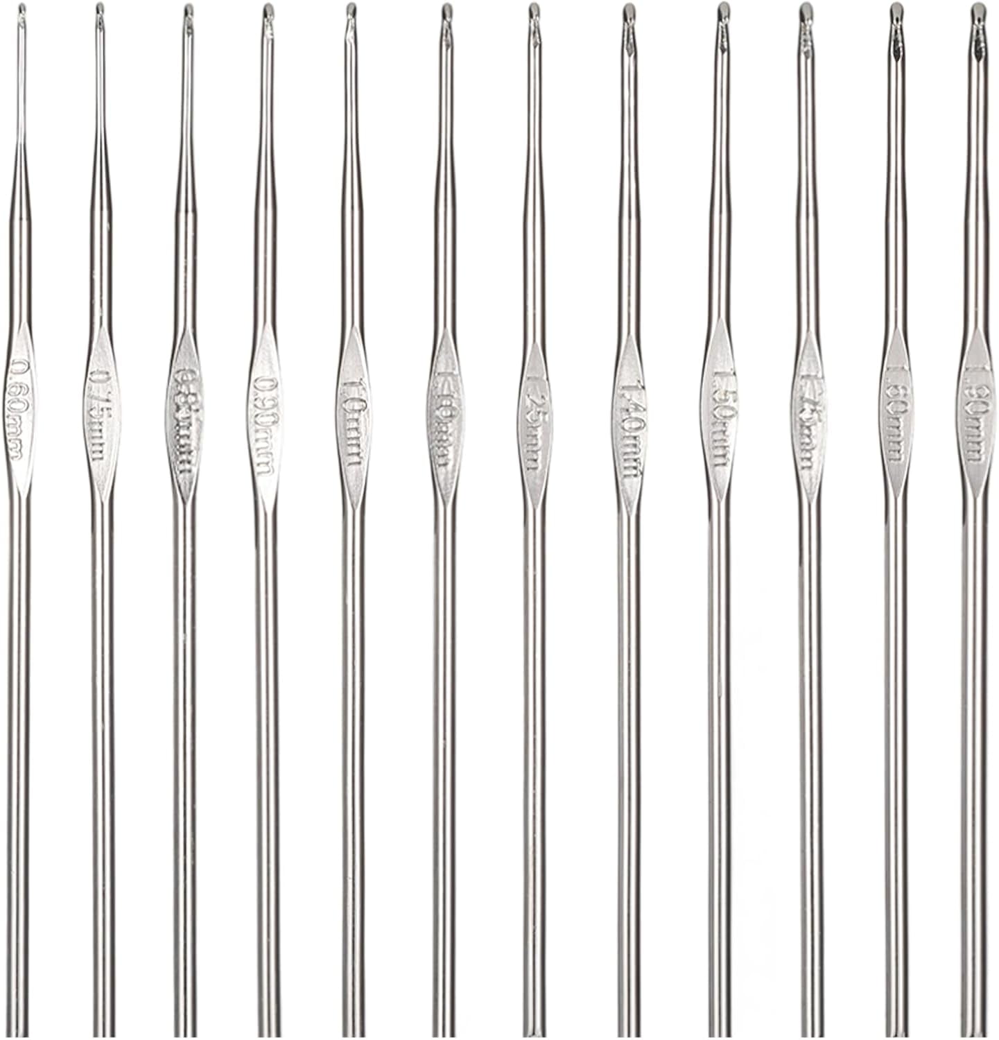 12 Sizes Small Crochet Hooks, Metal Stainless Steel Mini Knitting ...