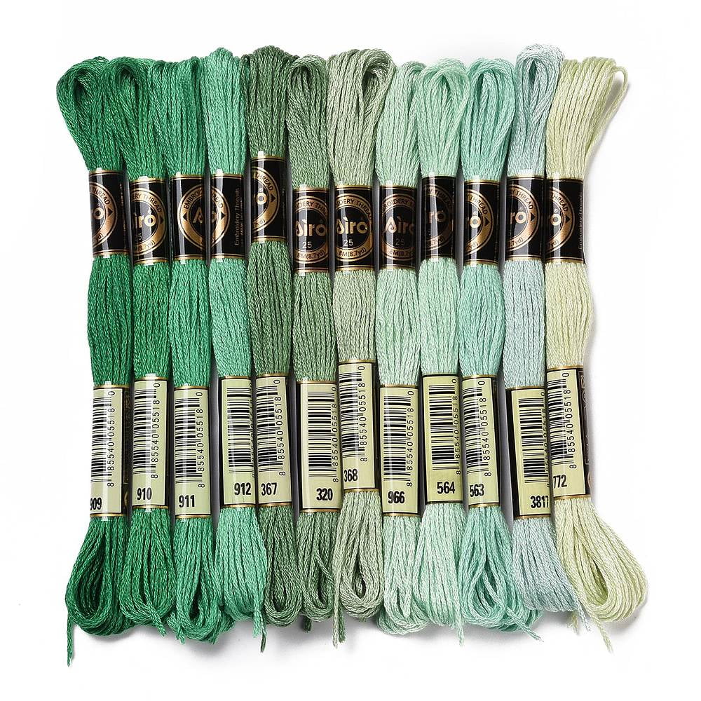 12 Skeins 105 Yards 6 Ply Variegated Embroidery Thread Floss Green ...