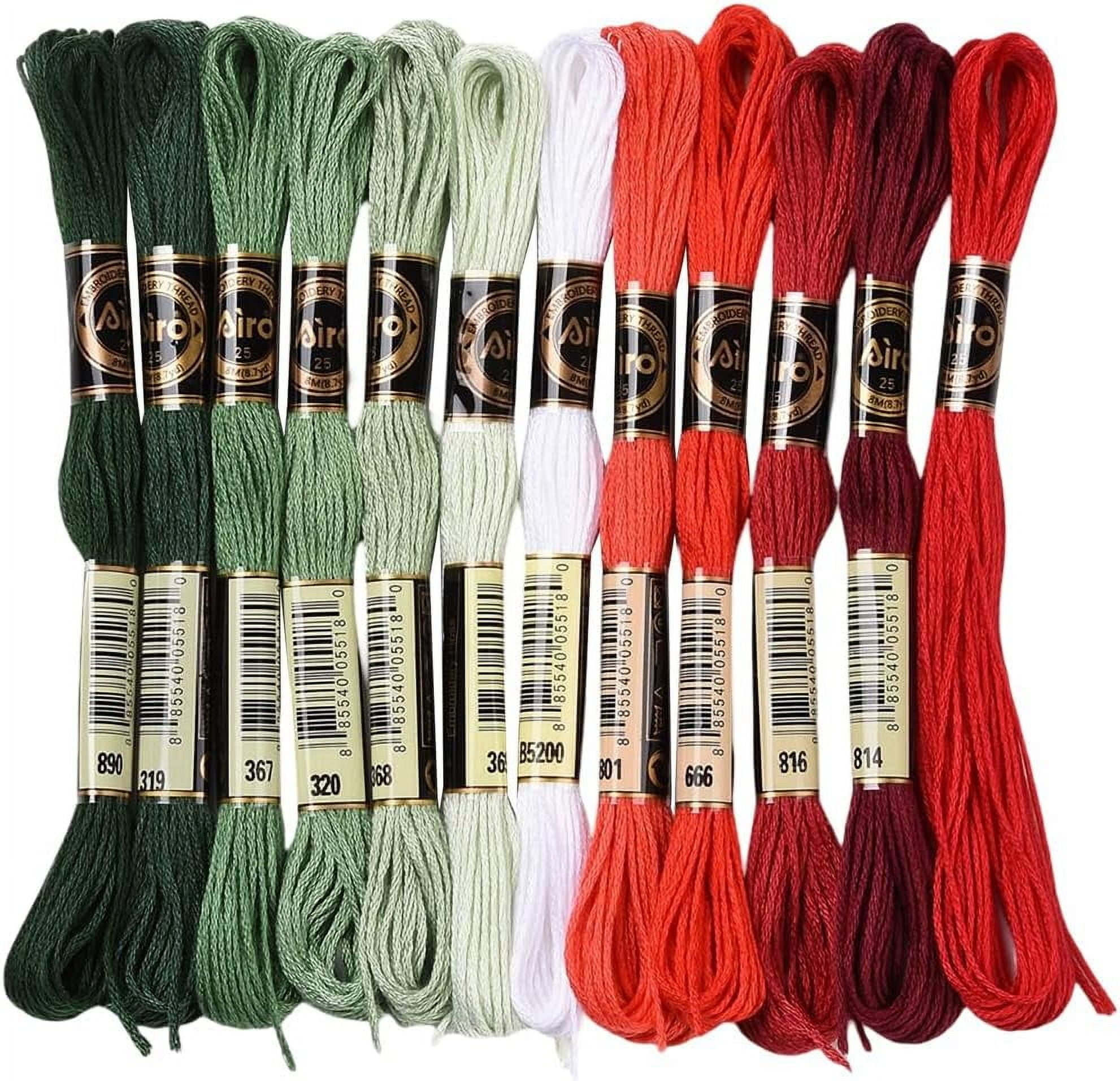 12 Skeins 105 Yards Embroidery Thread Bulk Stitch Floss 6 Ply Christmas ...