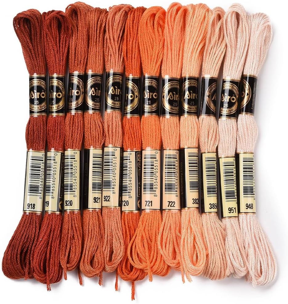 12 Skeins 12 Colors 6-Ply Polyester Embroidery Floss Stitch Threads ...