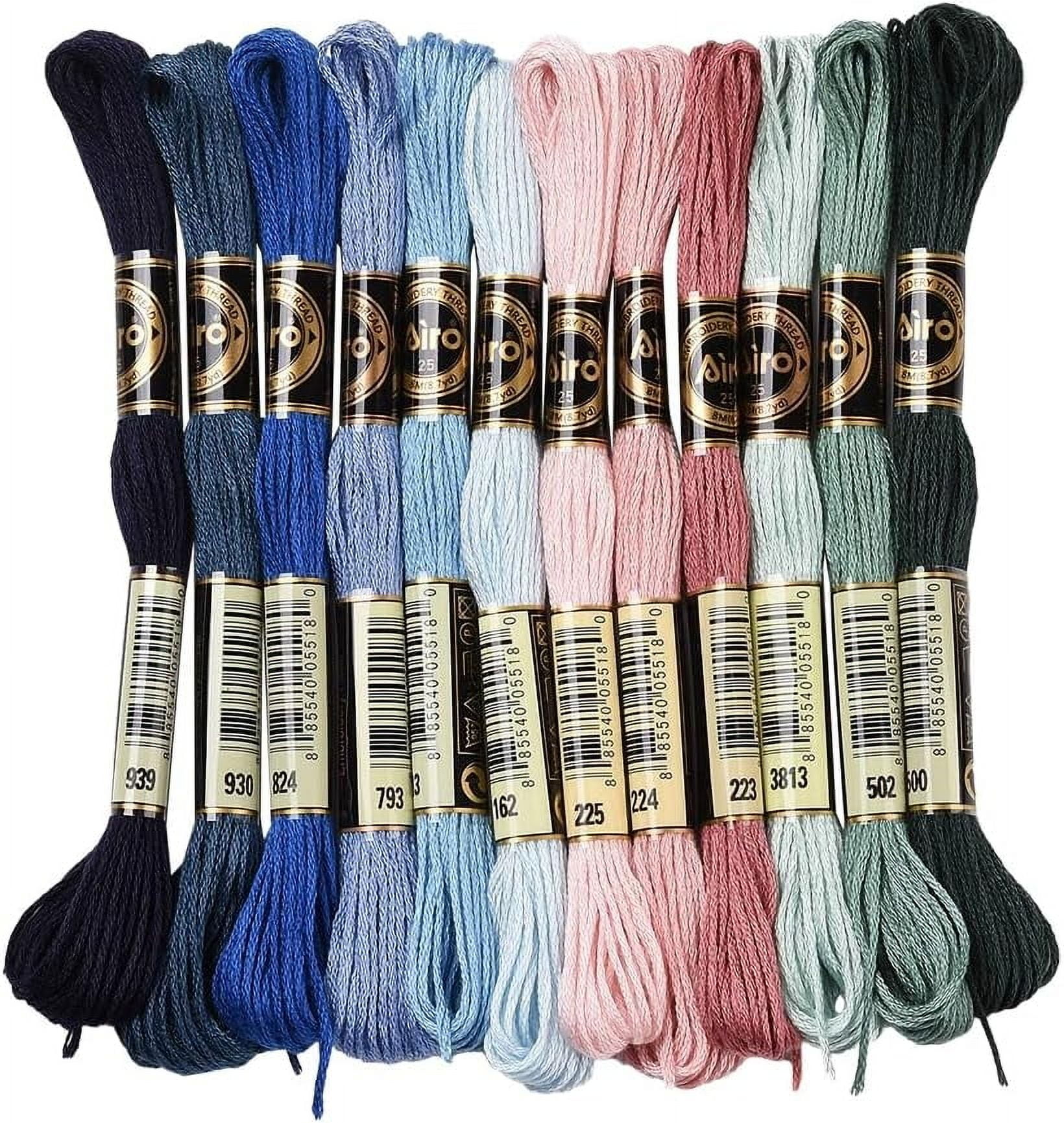 12 Skeins 12 Colors 6-Ply Polyester Embroidery Floss Stitch Threads ...