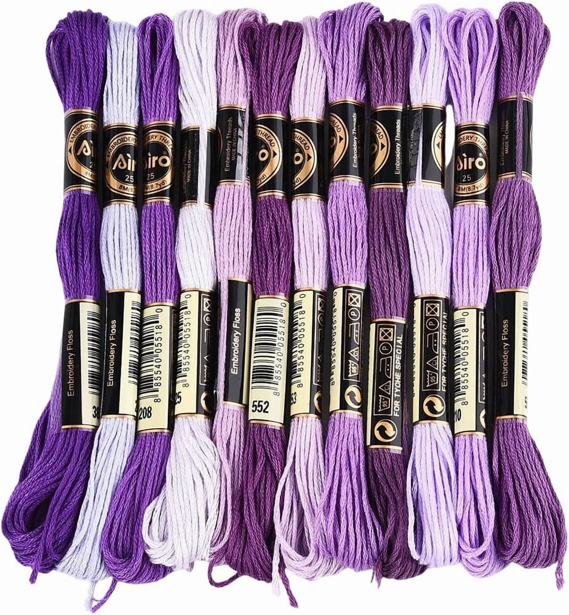 12 Skeins 6 Strands Purple Embroidery Thread Polyester Gradient ...