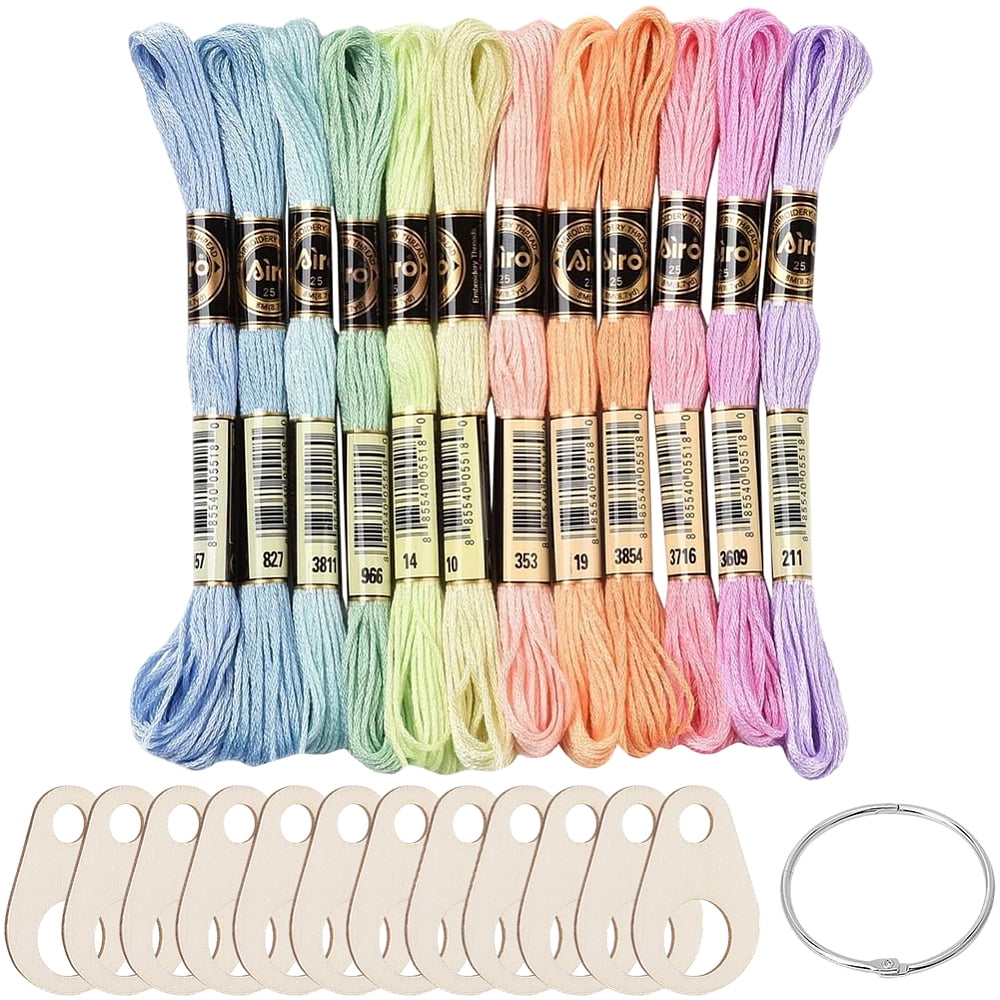 12 Skeins 6Ply Variegated Stitch Thread Embroidery String Kit Threads ...