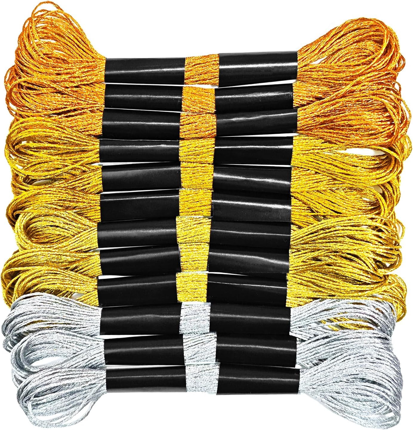 12 Skeins Metallic Embroidery Floss, Gold and Silver Embroidery Thread ...