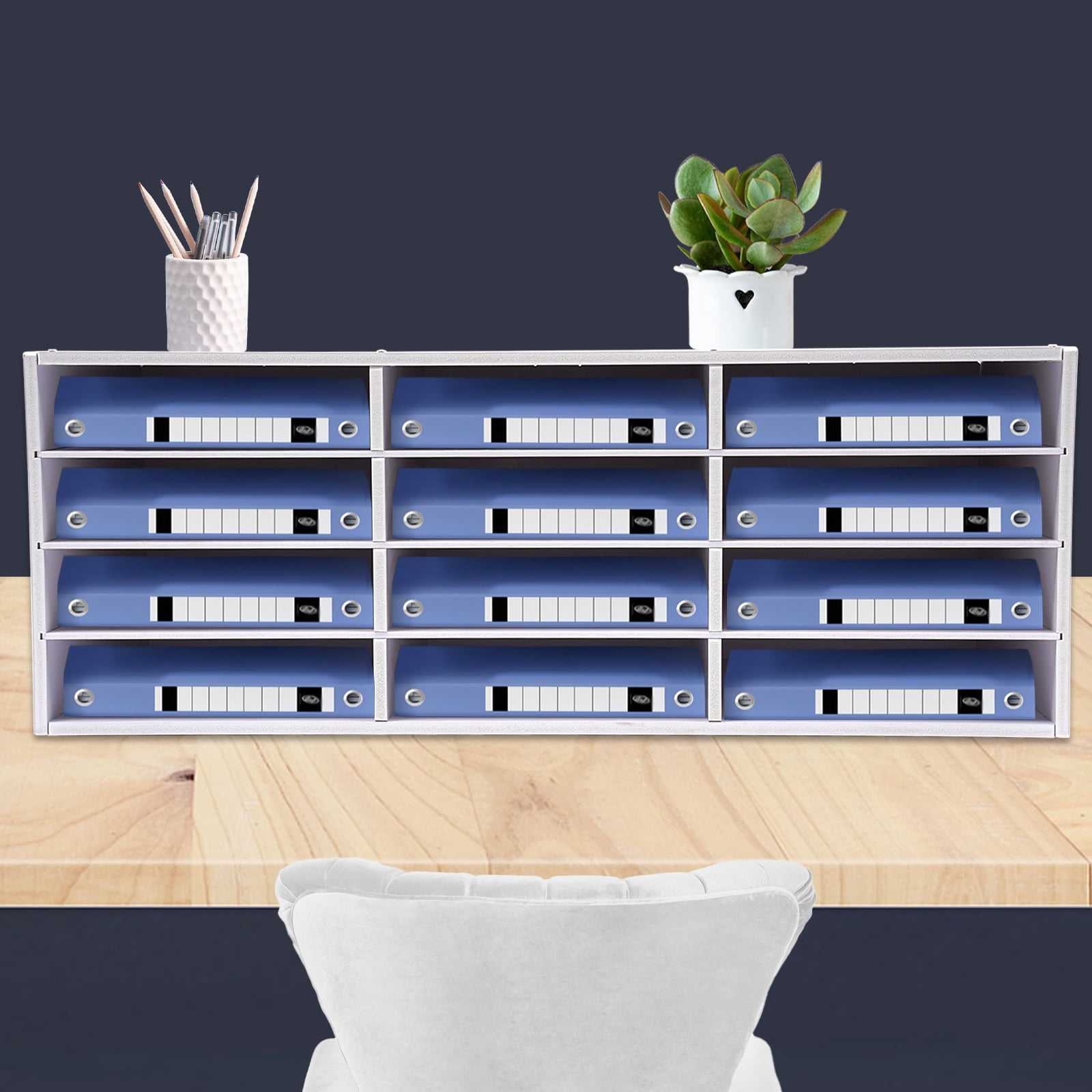 12-Slot Mail Sorter Organizer Desktop Bill Paper Organizer Freestanding ...