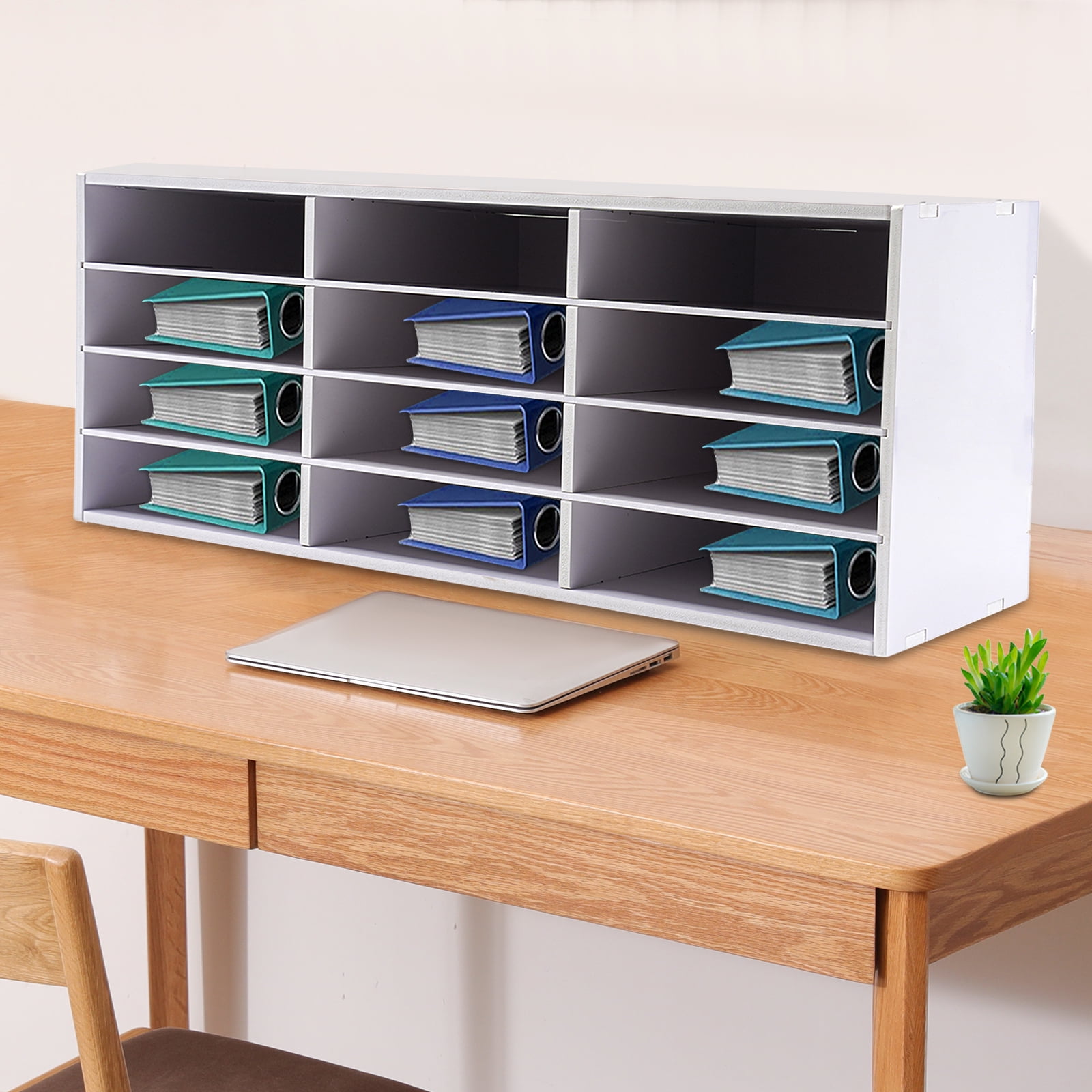 12-Slot Mail Sorter Organizer, Multi-Tier PVC Desktop File Storage Rack ...