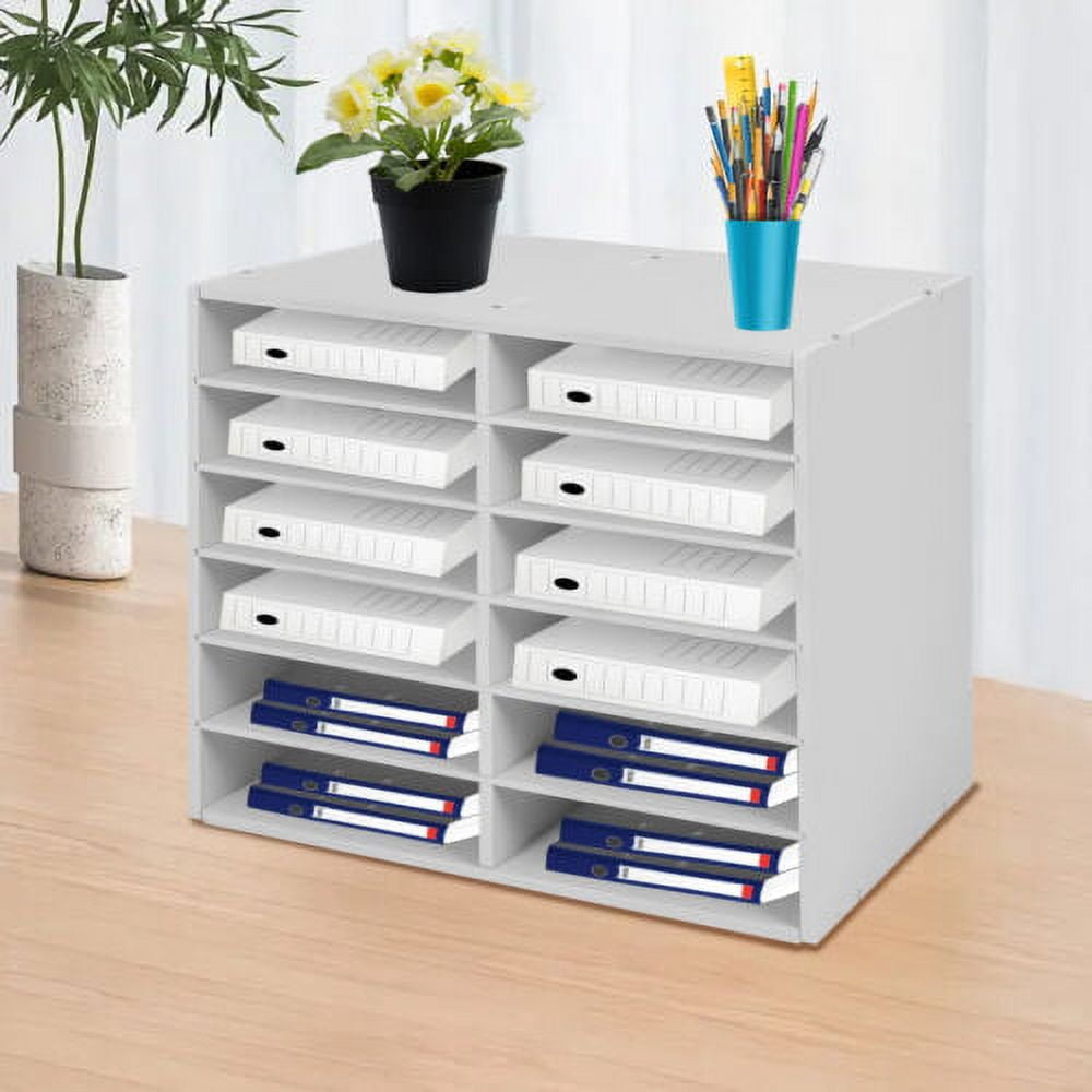 12 Slots A4 Paper Literature Organizer File Sorter Documents Holder 6 ...