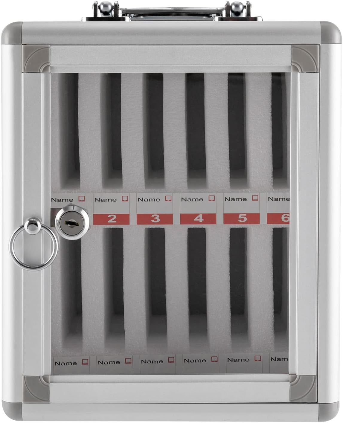 12 Slots Aluminum Alloy Cell Phones Storage Cabinet Pocket Chart ...
