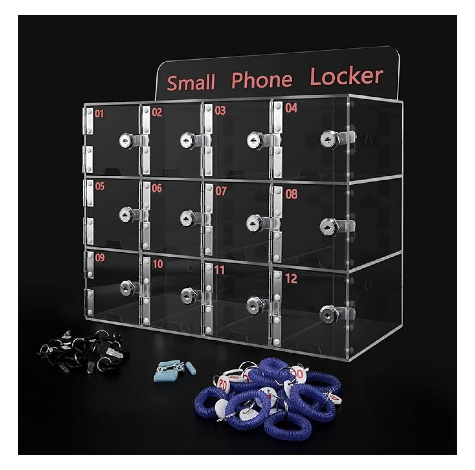 12 Slots Cell Phone Locker Box for Classroom, Pocket Chart Cell Phones ...