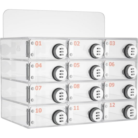 12 Slots Cell Phone Storage Locker, Wall-Mounted Phone Storage Cabinet ...